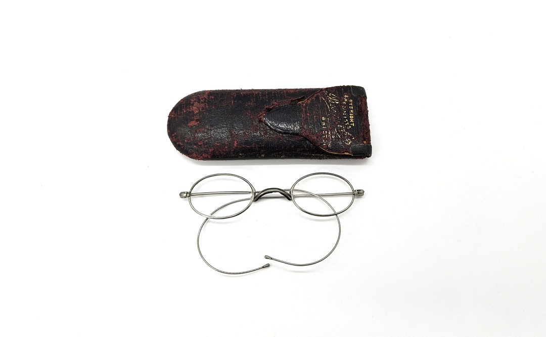 Antique Windsor Frame Glasses in Leather Case, Genuine Vintage ...