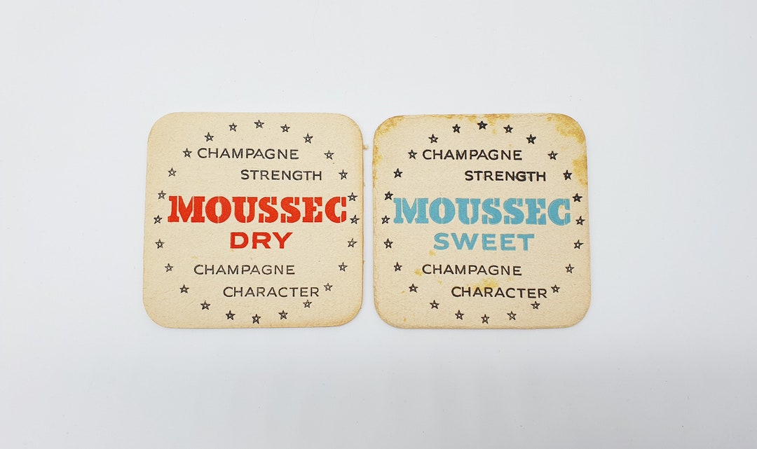 2 Moussec Coasters, Moussec Sweet and Moussec Dry Vintage Drink Mats ...