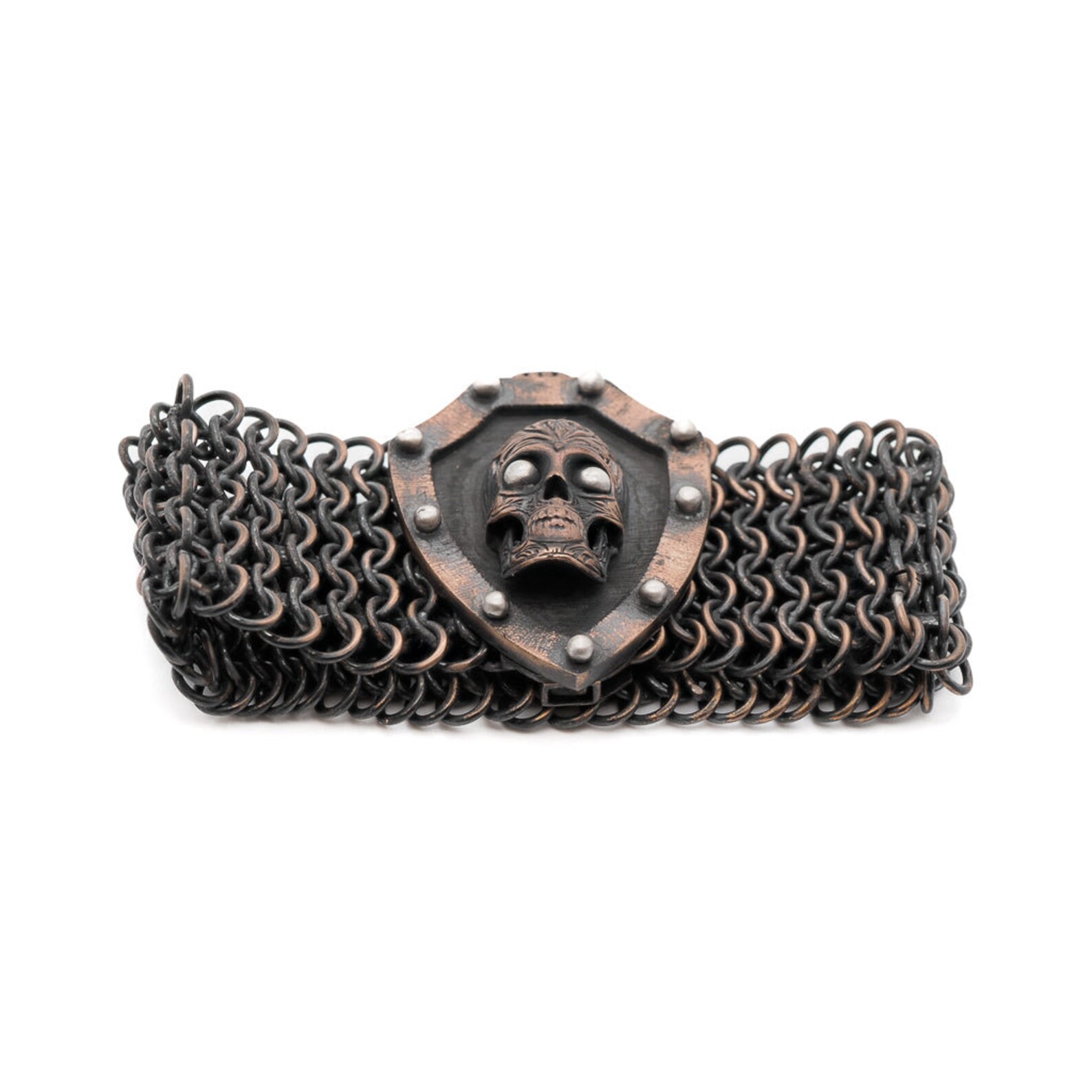 Handmade Bronze Braided Brave Men Skull Bracelet - Etsy