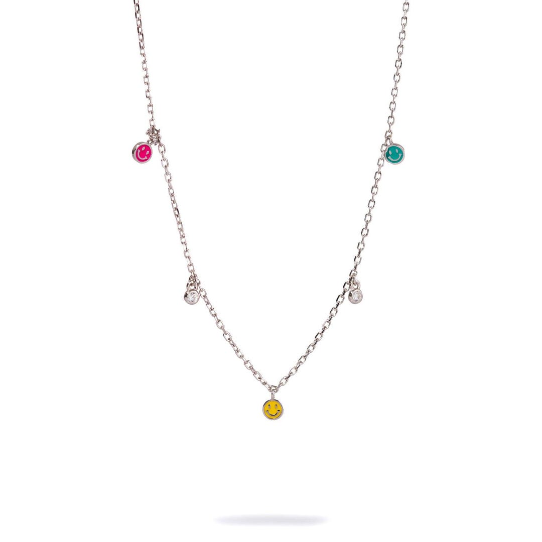 Rainbow Smiley Face Silver & Diamond Choker Necklace - Etsy