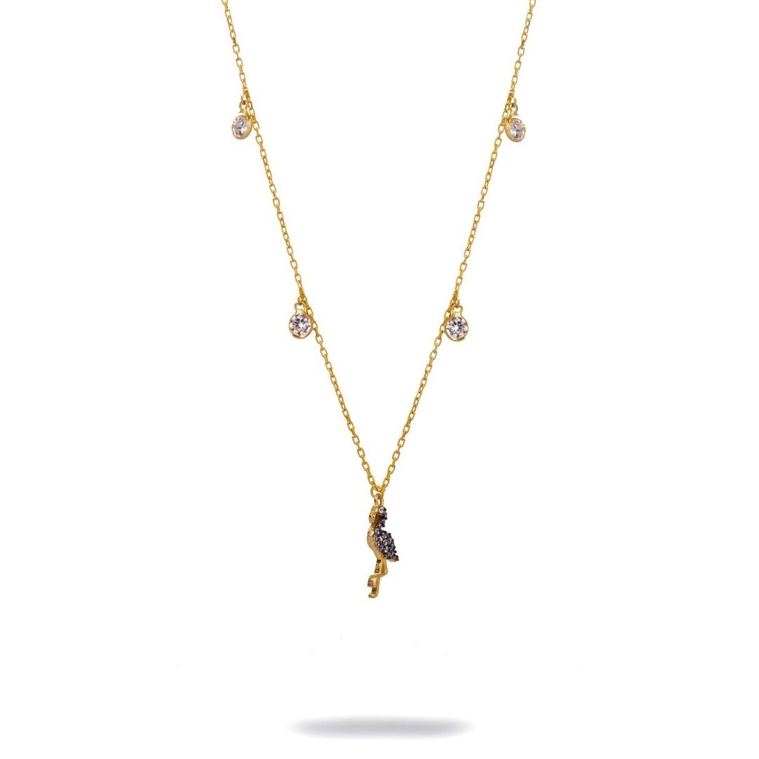 Diamond Flamingo Elegance Gold Chain Necklace - Etsy