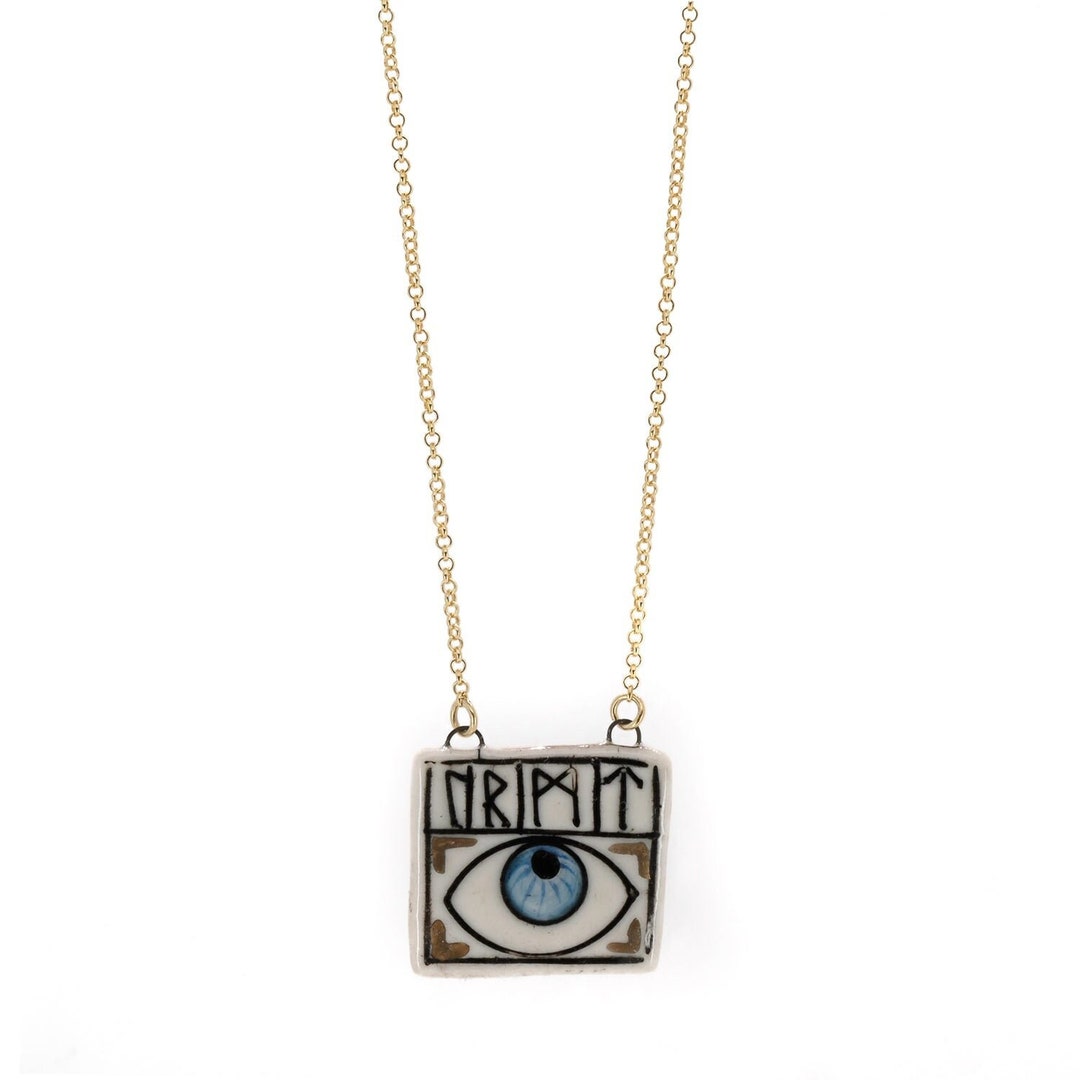 Magical Rune Symbol & Evil Eye Pendant Life Journey Necklace - Etsy