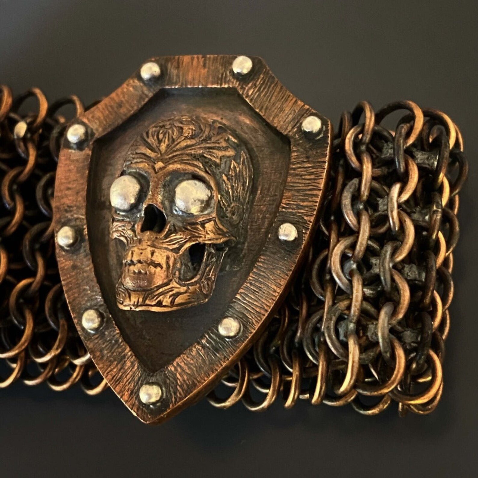 Handmade Bronze Braided Brave Men Skull Bracelet - Etsy