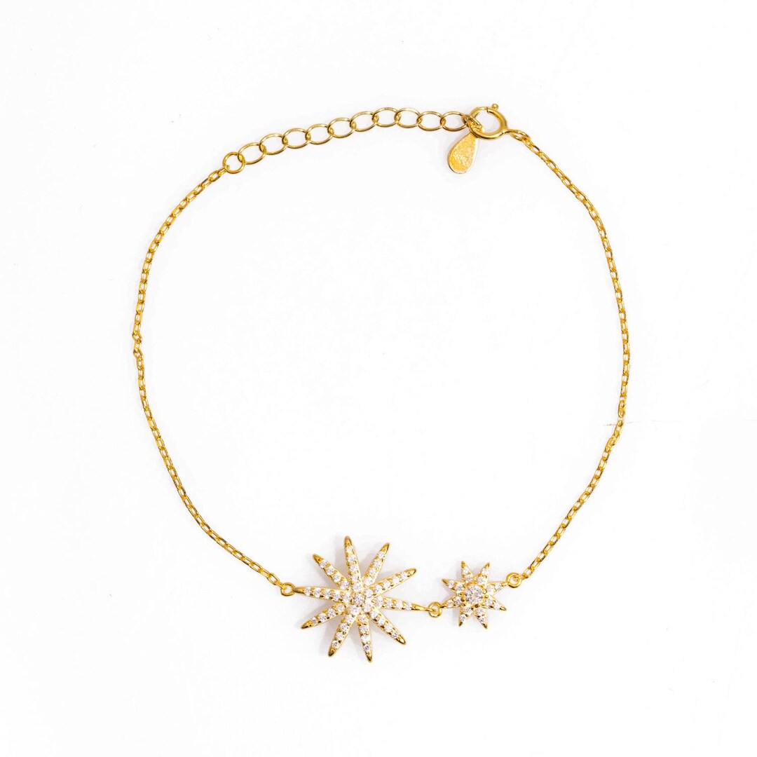 Stellar Star Gold & Diamond Chain Bracelet - Etsy