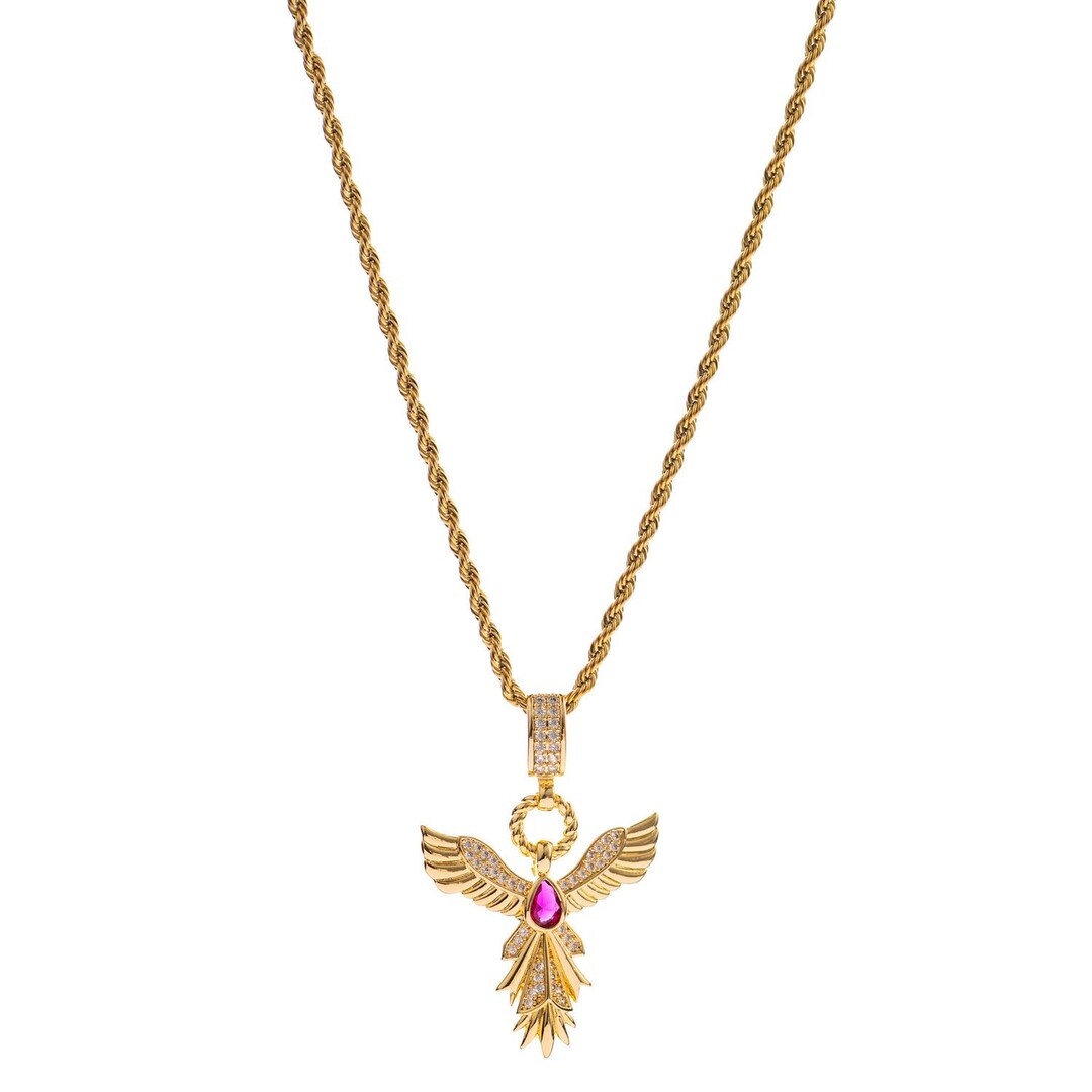 Phoenix Rising Ruby Gold Pendant Necklace - Etsy