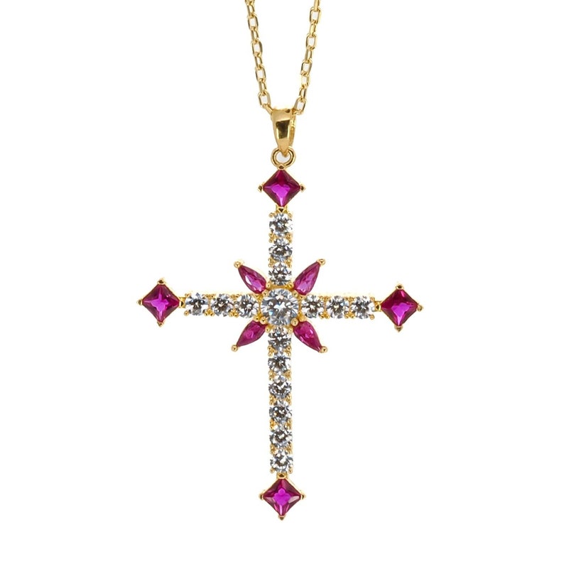 Divine Faith Ruby & Diamond Gold Necklace - Etsy