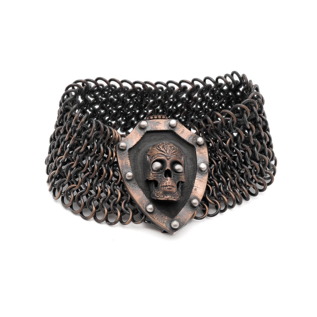 Handmade Bronze Braided Brave Men Skull Bracelet - Etsy