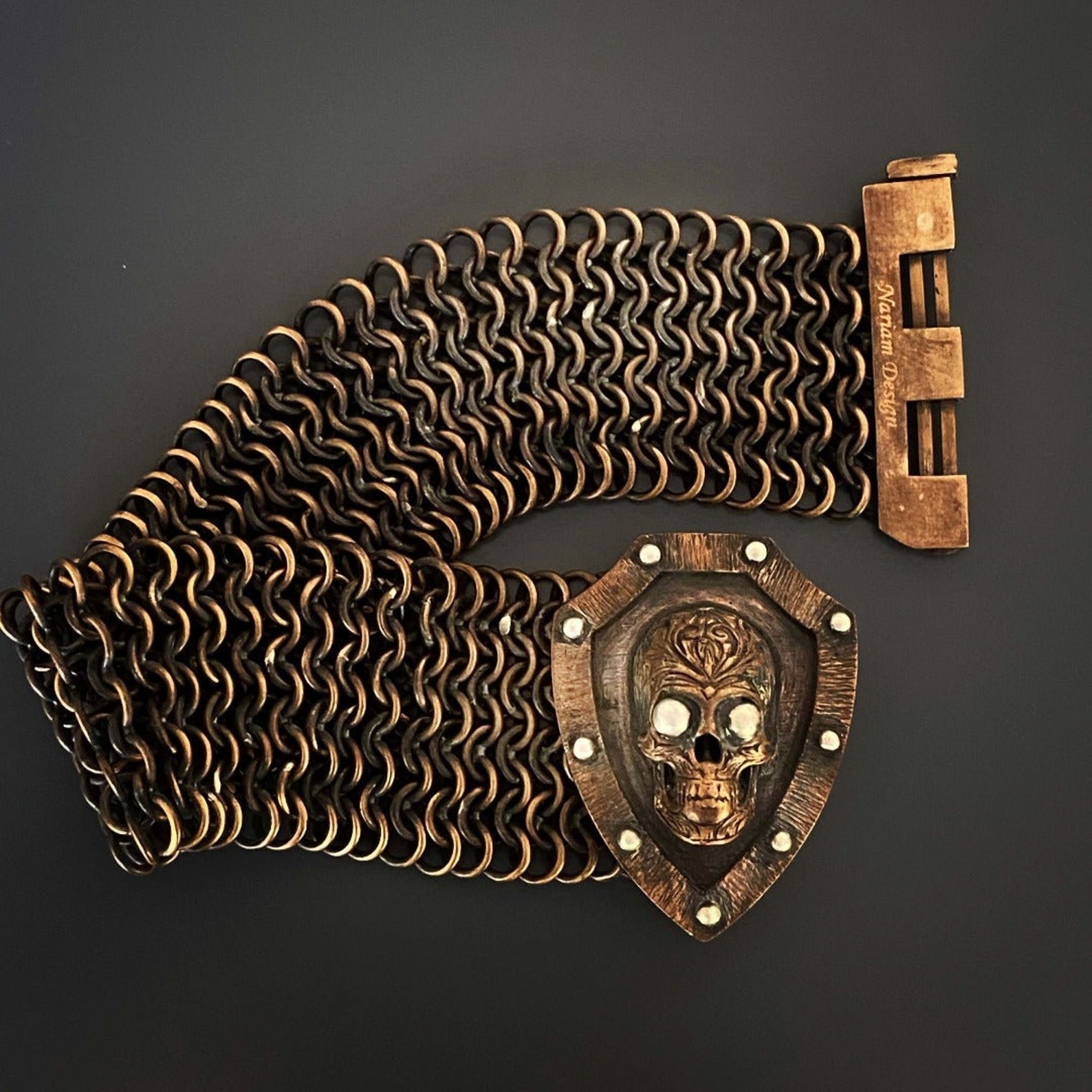 Handmade Bronze Braided Brave Men Skull Bracelet - Etsy