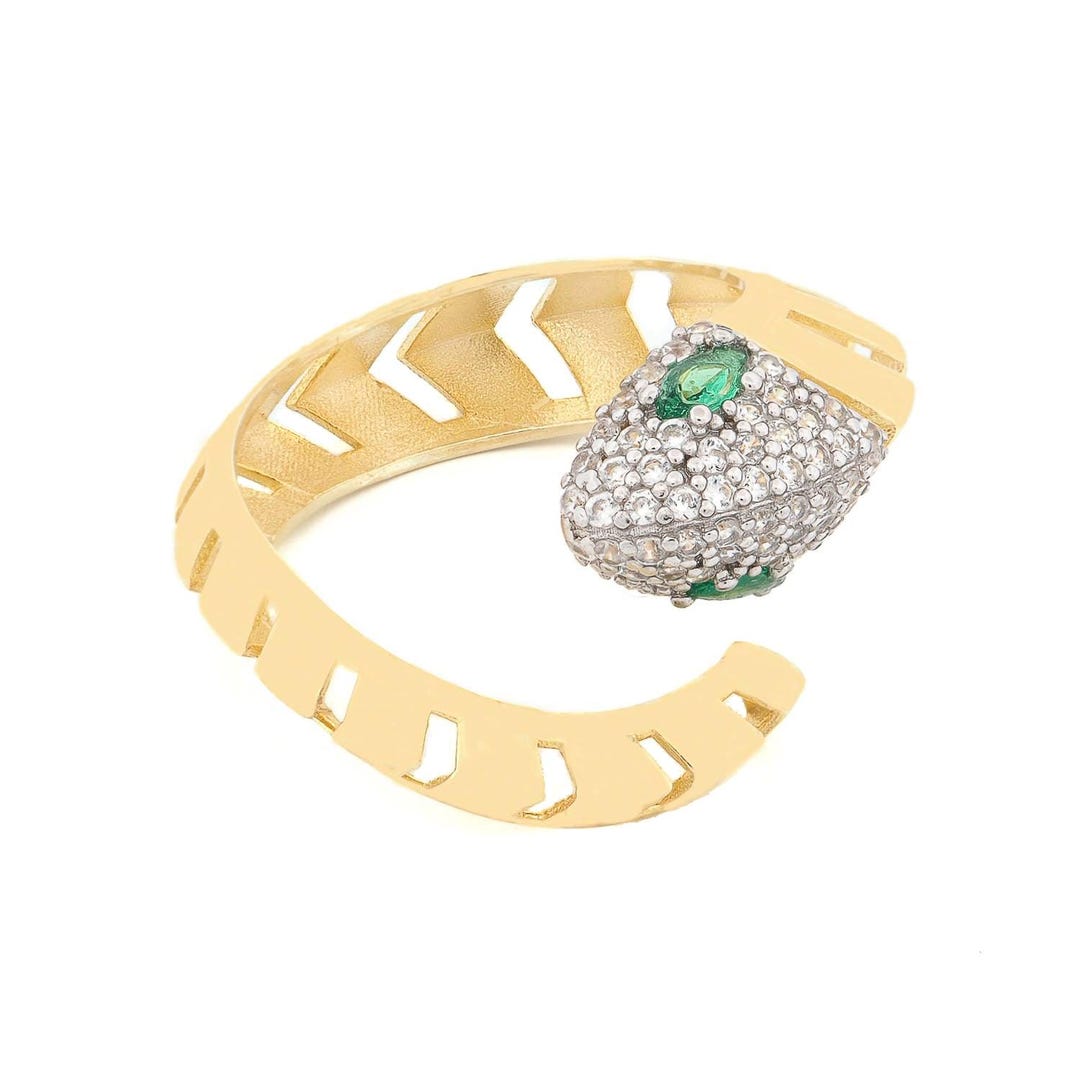 Guardian Snake Emerald Eyes Gold Ring - Etsy