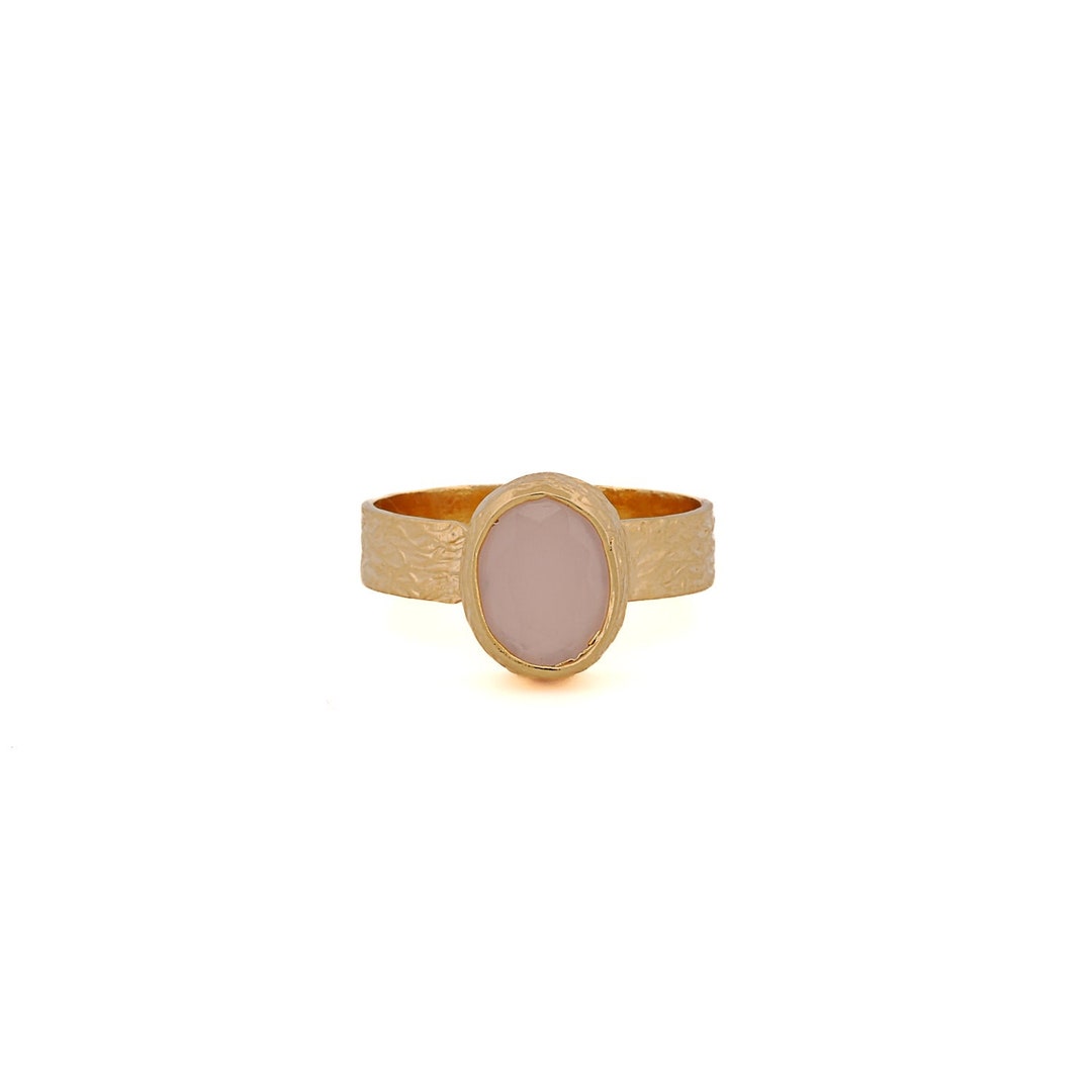 Cleopatra Pink Quartz Gemstone Gold Ring - Etsy