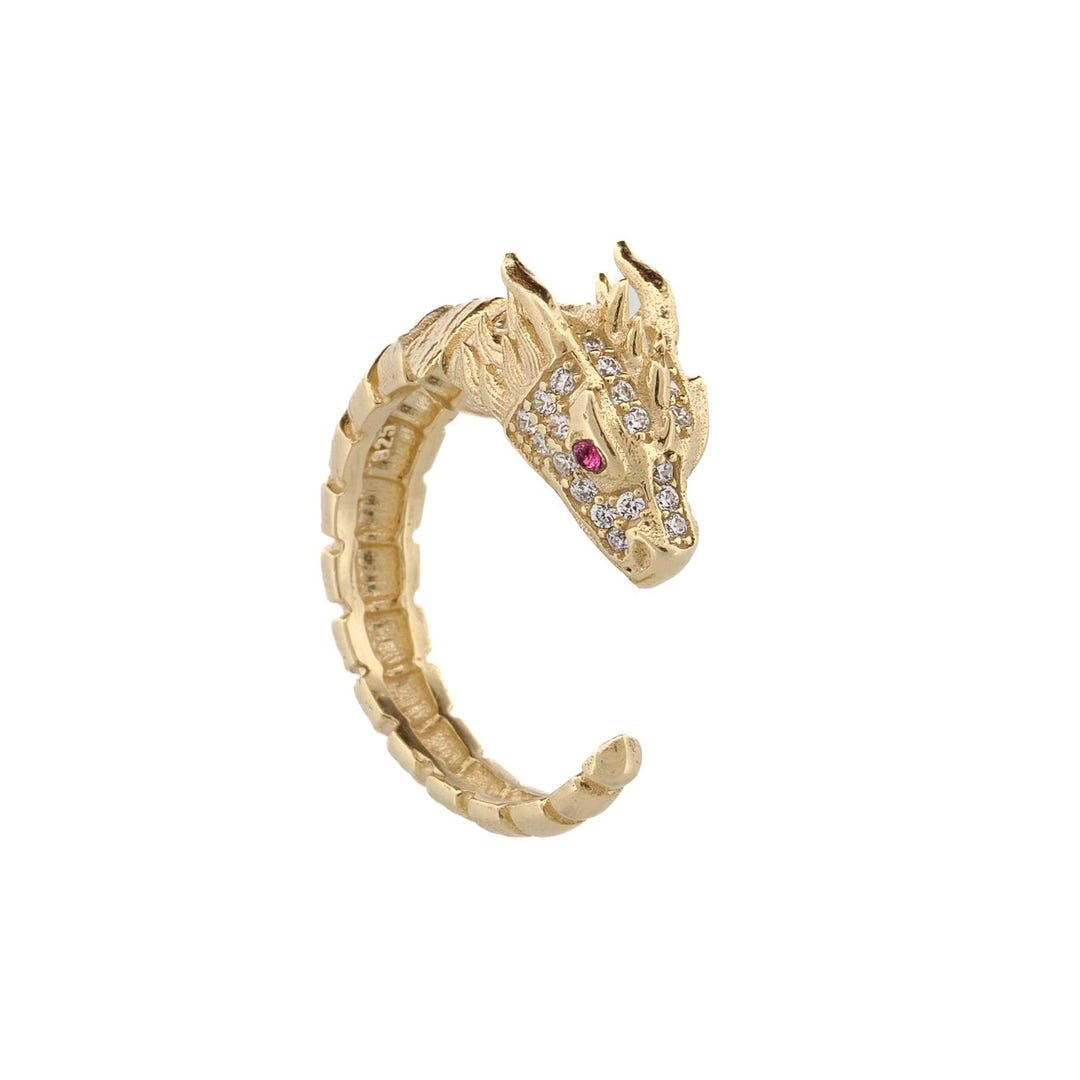 Ruby Eyed Guardian Gold Dragon Design Ring - Etsy