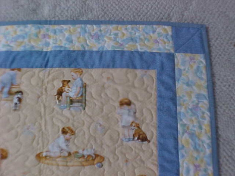 Baby Quilt, Adorable Children at Play With Playful Puppies. - Etsy