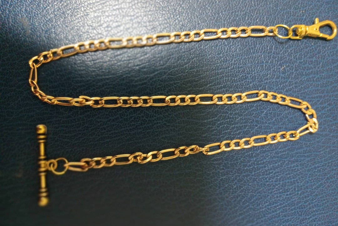 Fancy Figaro Watch Chain, Extra Long 15 . Vest Toggle and Watch Swivel ...