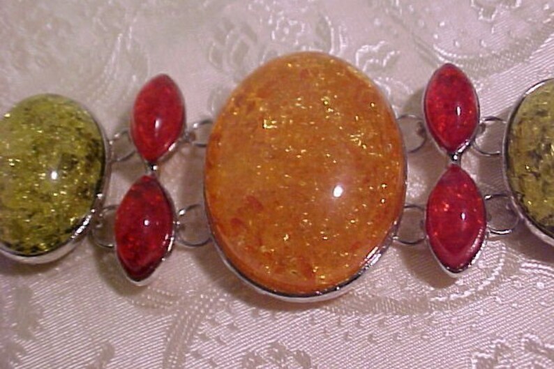 Very Attractove Faux Amber Bracelet With Large Cabochons. 7 to - Etsy