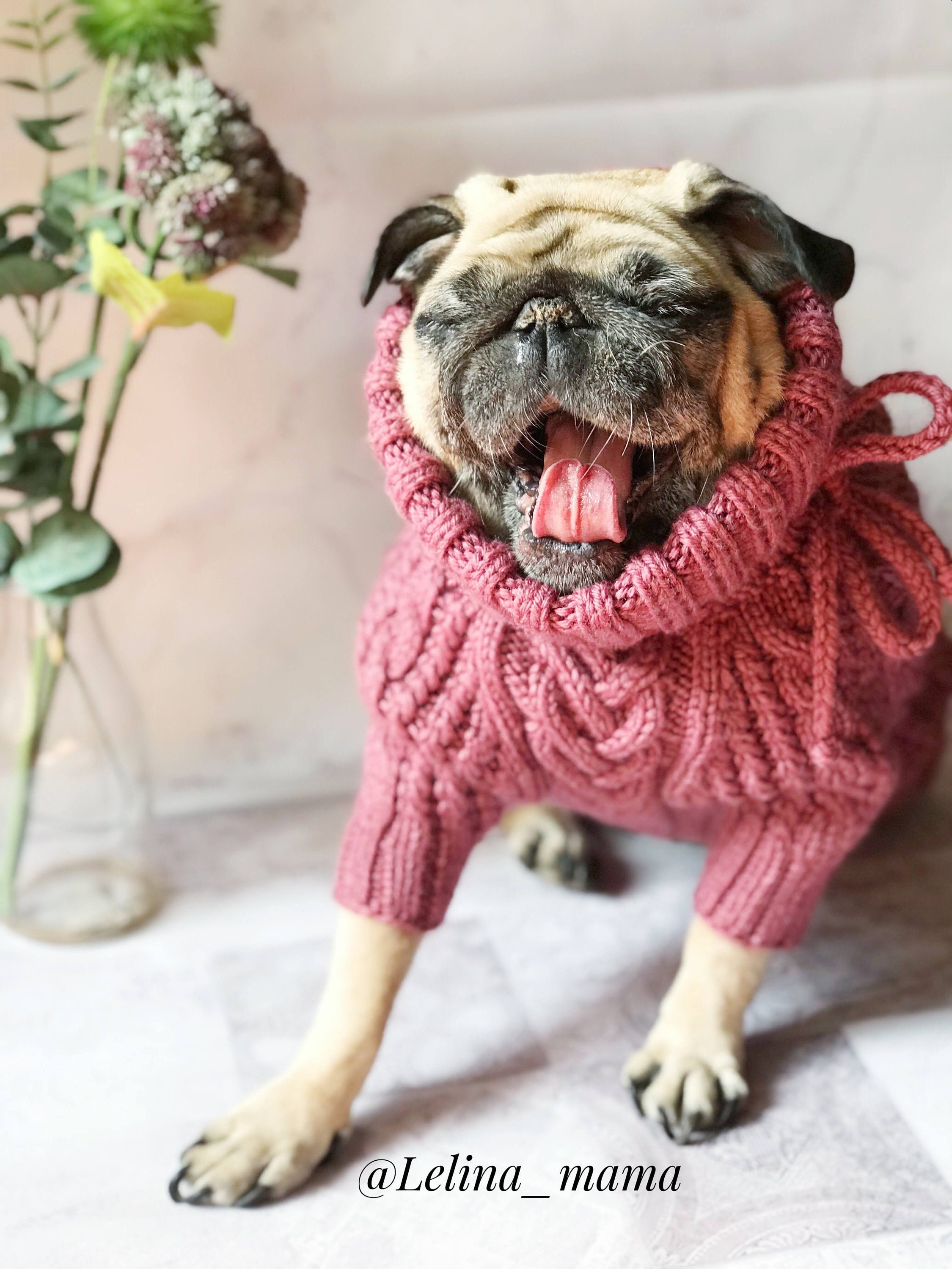 Pug Clothes Knitted Arana Sweater Dog Sweater Bulldog - Etsy
