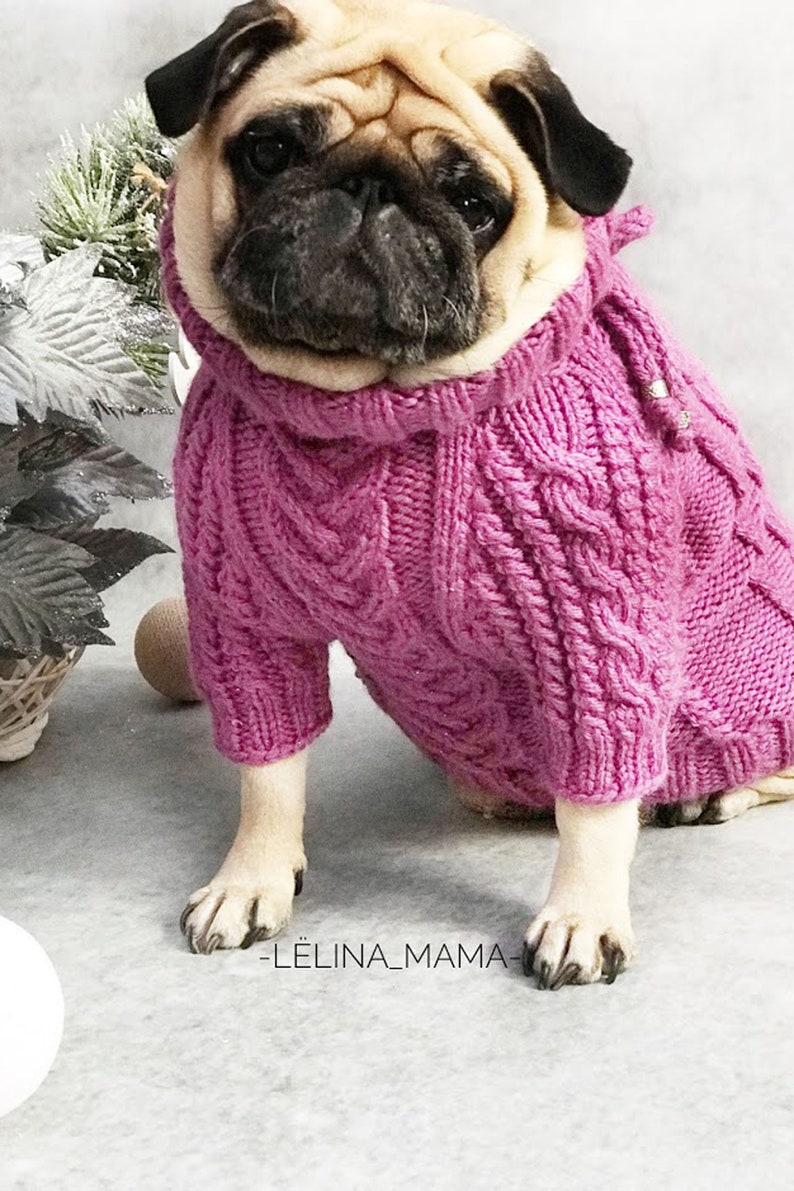 Pug Clothes Knitted Aran Sweater Dog Sweater Knitted Dog Sweater Pug ...