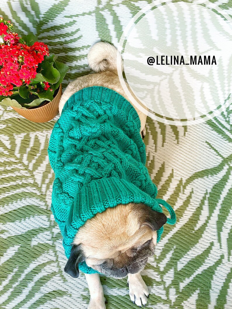 Clothes for Pug Knitted Aran Sweater Dog Sweater Knitted Dog Sweater ...