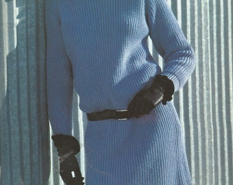 Ladies Stylish Raglan Sweater Dress With Roll Neck, Vintage Knitting ...