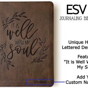 PERSONALIZED ESV Journaling Bible - It is Well With My Soul in Wreath ...