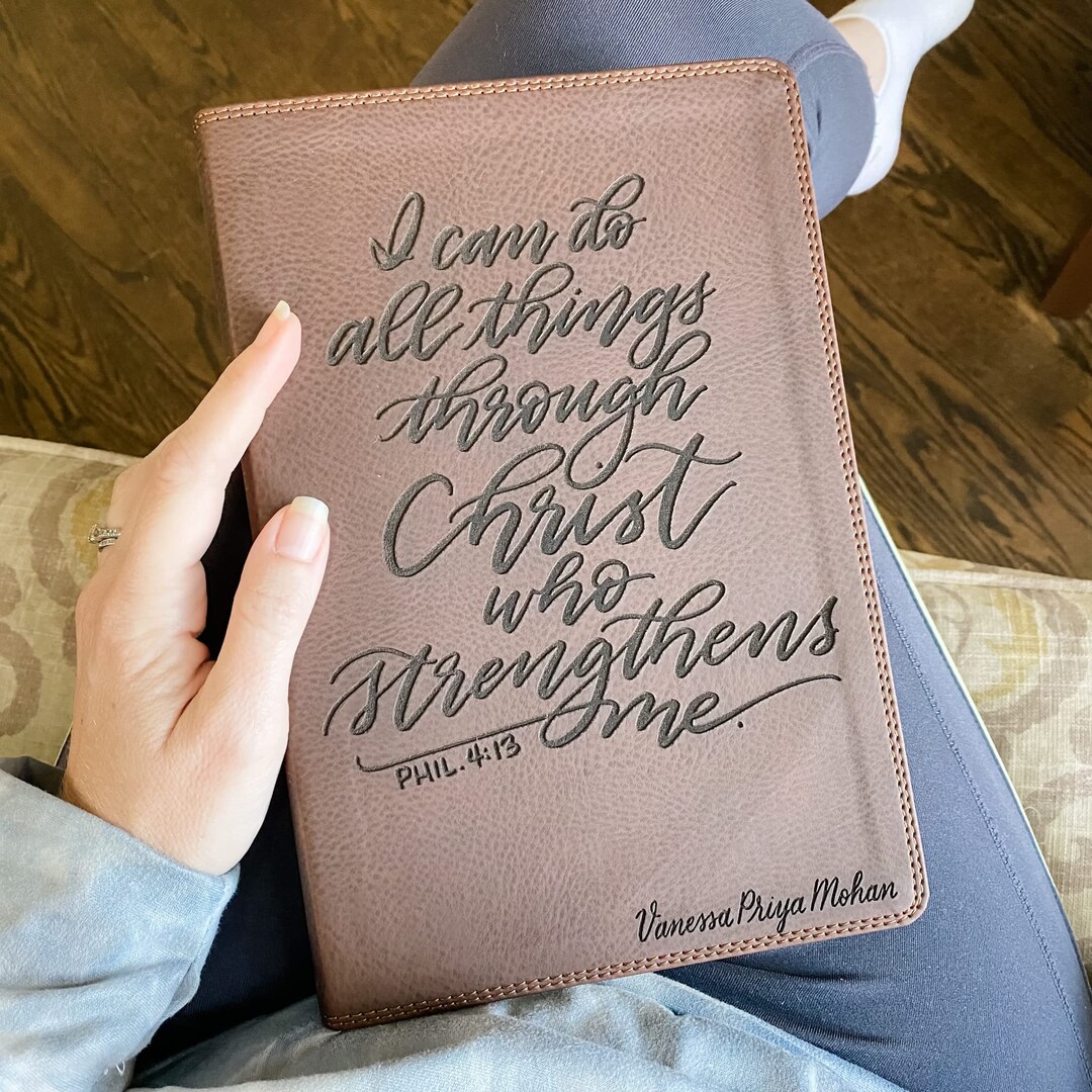 PERSONALIZED NIV Reference Bible Brown Philippians 4:13 I Can Do All ...