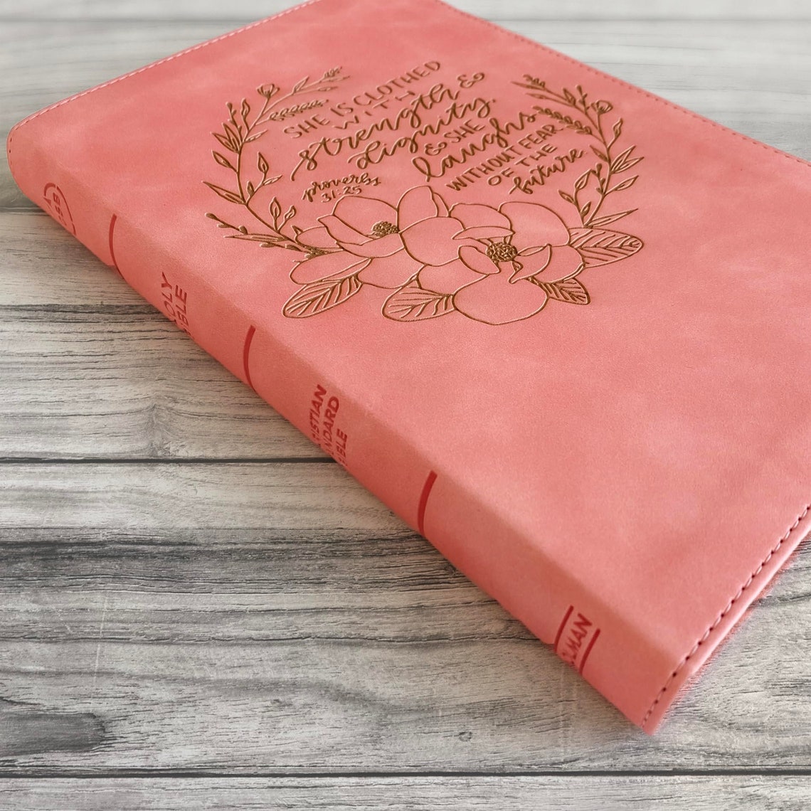 PERSONALIZED CSB Bible - Pink - She is Clothed With Dignity (proverbs ...