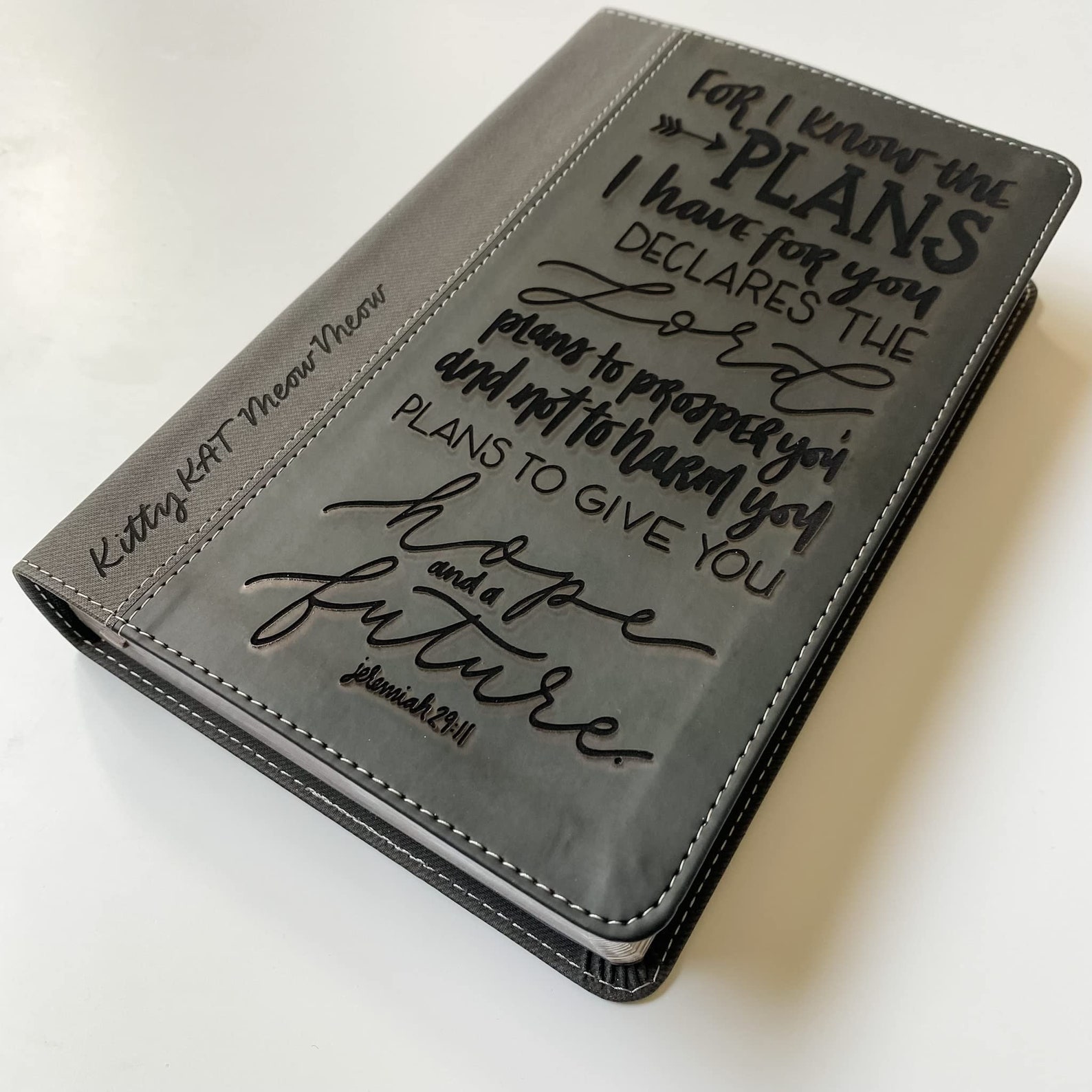 PERSONALIZED NIV Large Print Bible - Black - Jeremiah 29:11 - Add Your ...