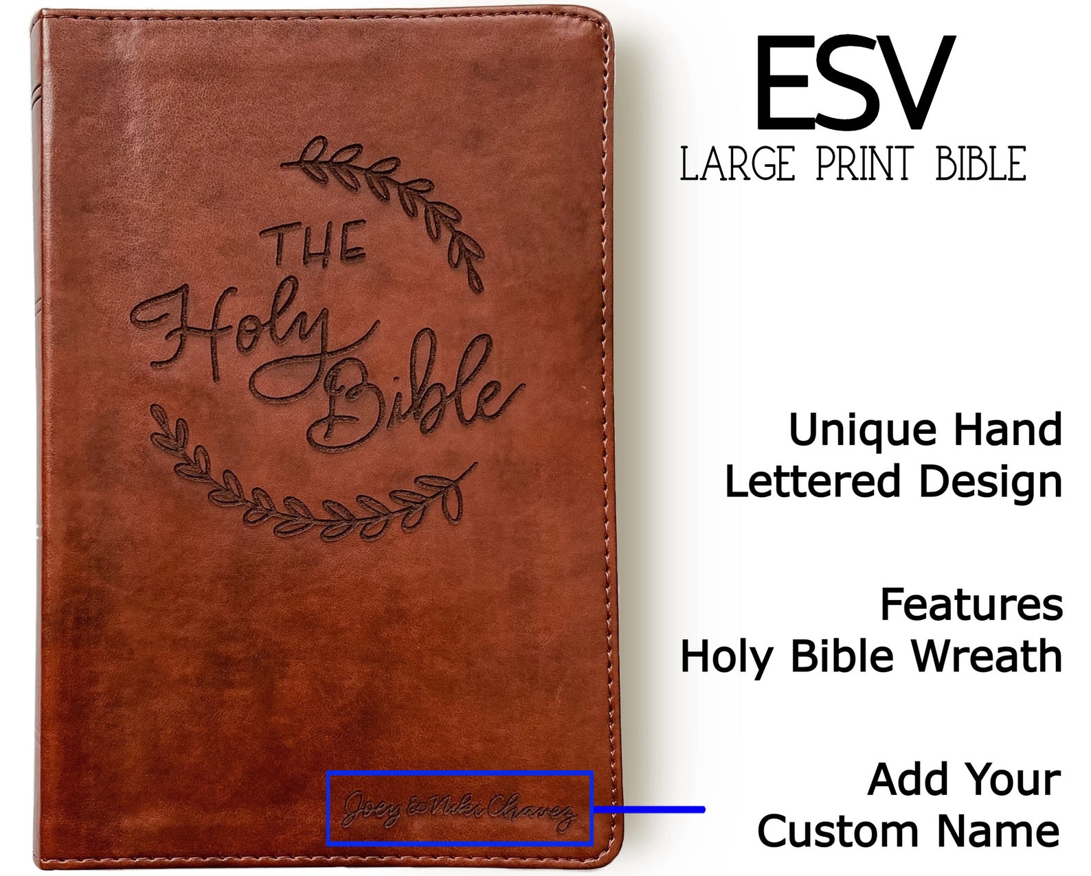 PERSONALIZED ESV Large Print Bible Holy Bible Wreath Add a - Etsy