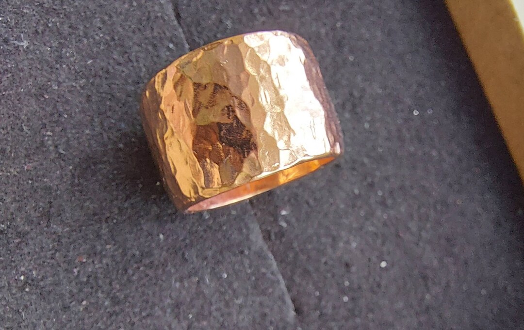 Handmade Stunning 14mm Wide Copper Ring Hammered Finish Giving an ...