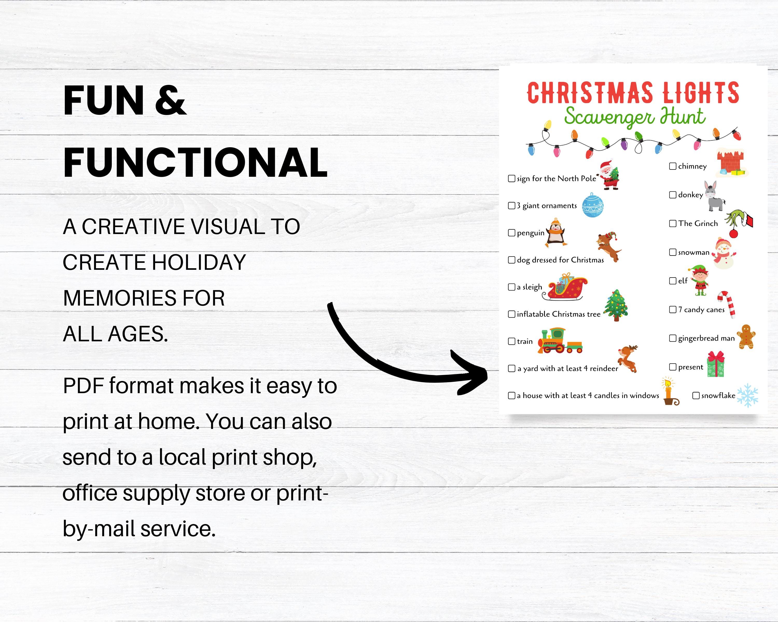 PRINTABLE Christmas Lights Scavenger Hunt, Holiday Activity Worksheet ...