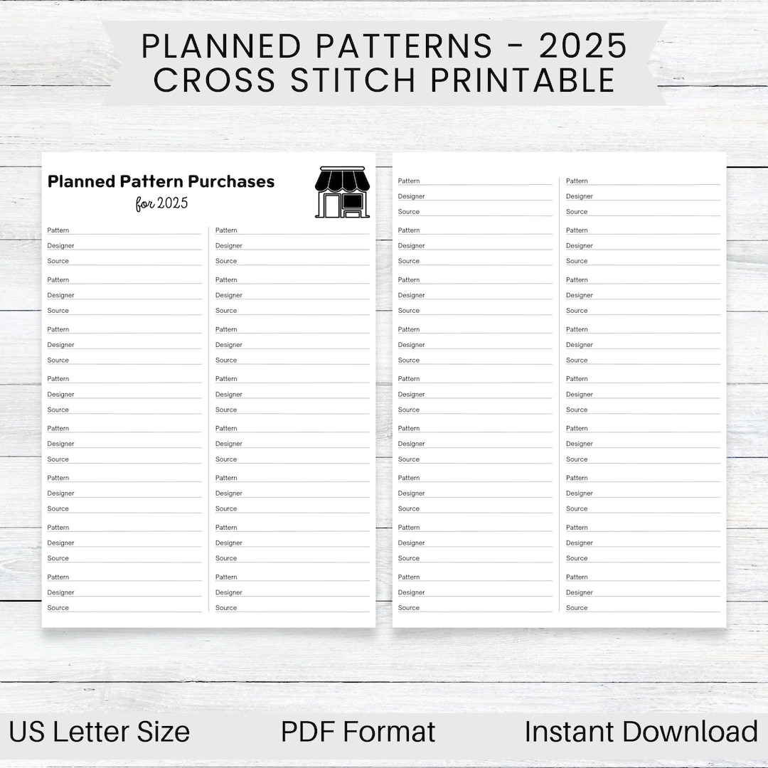 PRINTABLE Planned Pattern Purchases for 2025, Flosstube Stitch-a-long ...