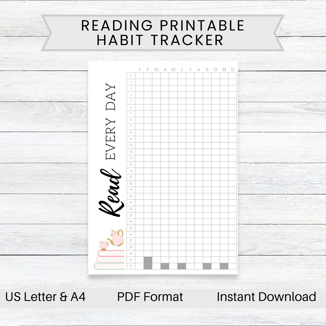 PRINTABLE Reading Yearly Habit Tracker, Book Planner, Booktube, Reading ...