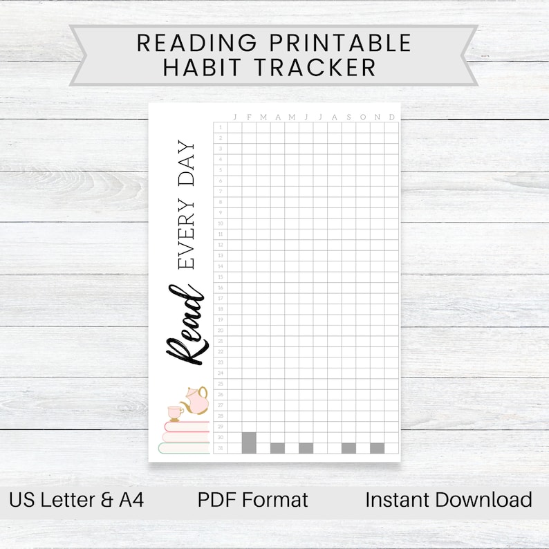 PRINTABLE Reading Yearly Habit Tracker, Book Planner, Booktube, Reading ...