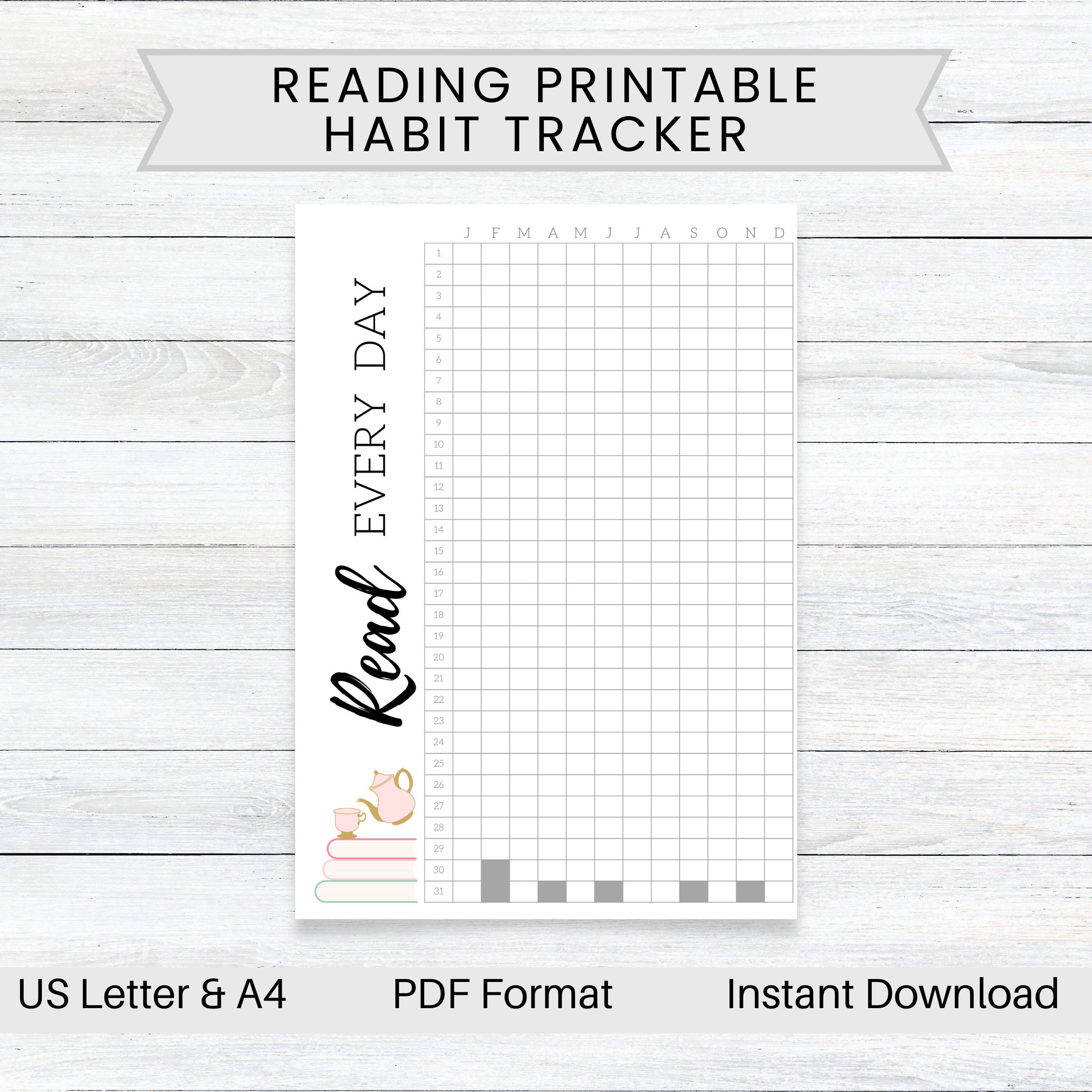 PRINTABLE Reading Yearly Habit Tracker, Book Planner, Booktube, Reading ...