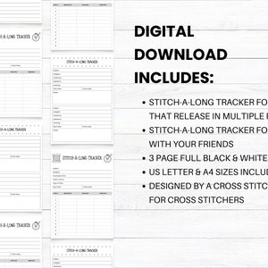 PRINTABLE Cross Stitch Stitch-a-long Tracker, WIP Planner, Stitching ...