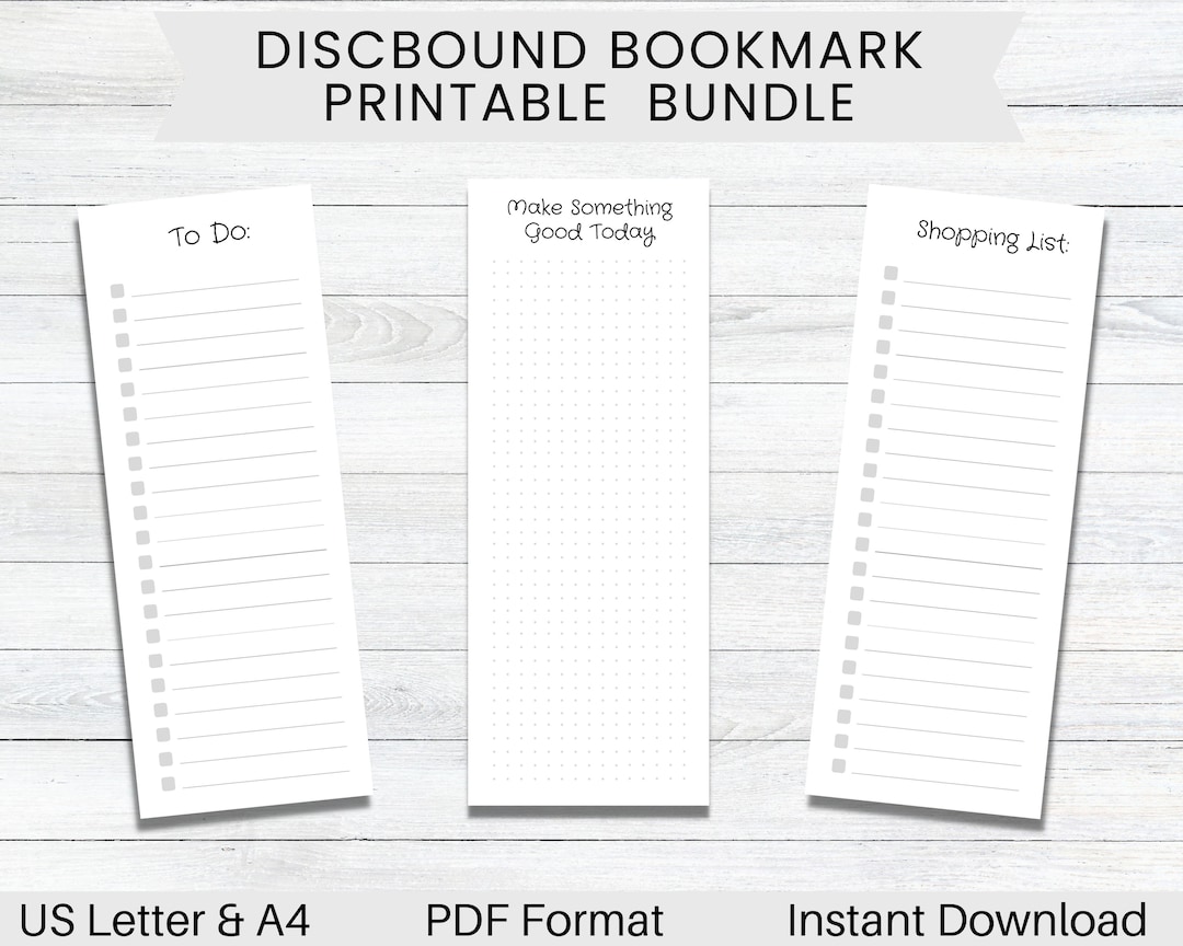 PRINTABLE Bookmark Bundle for Discbound Planner, to Do List, Shopping ...