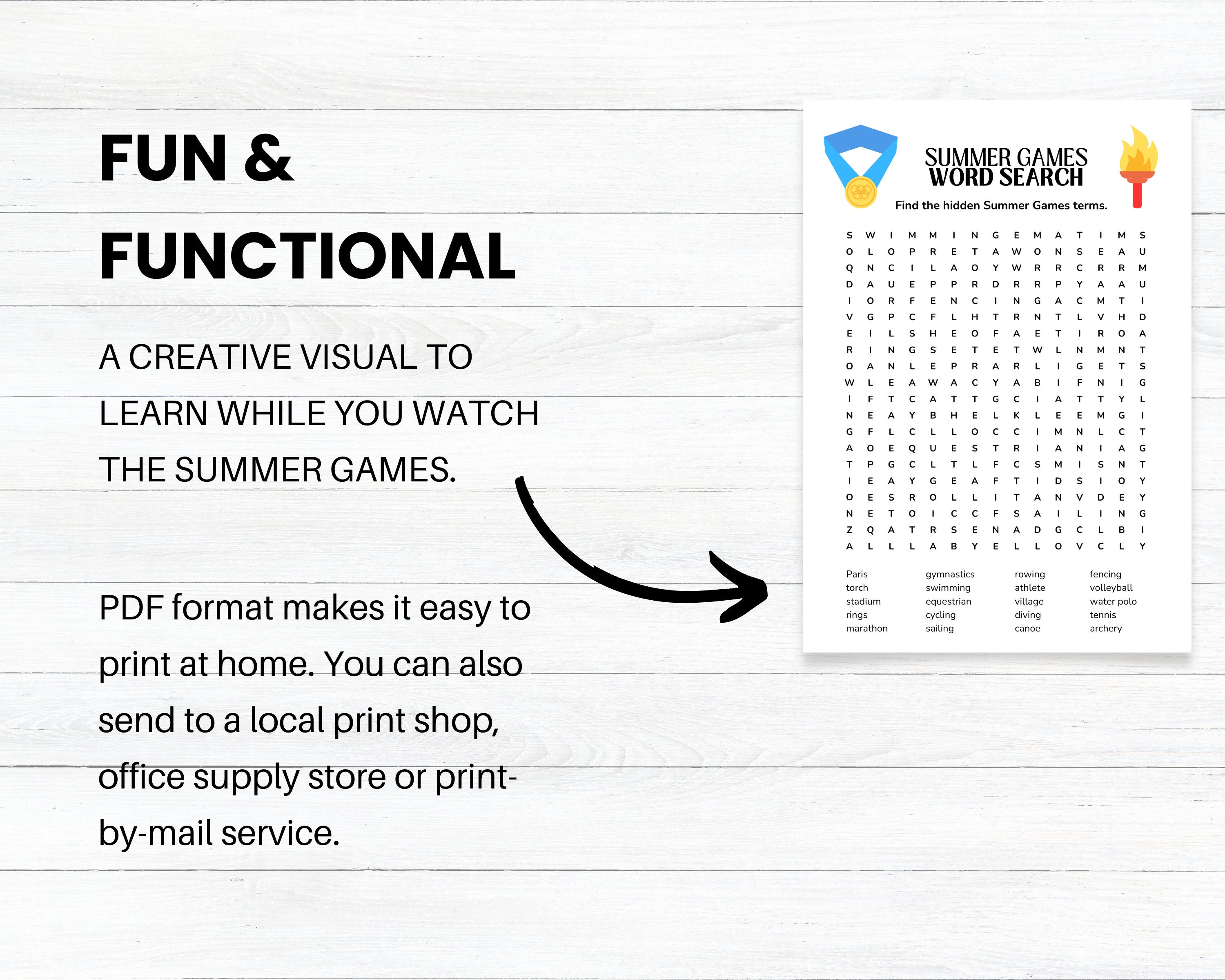 PRINTABLE Summer Games Word Search Worksheet, Homeschool Resource ...