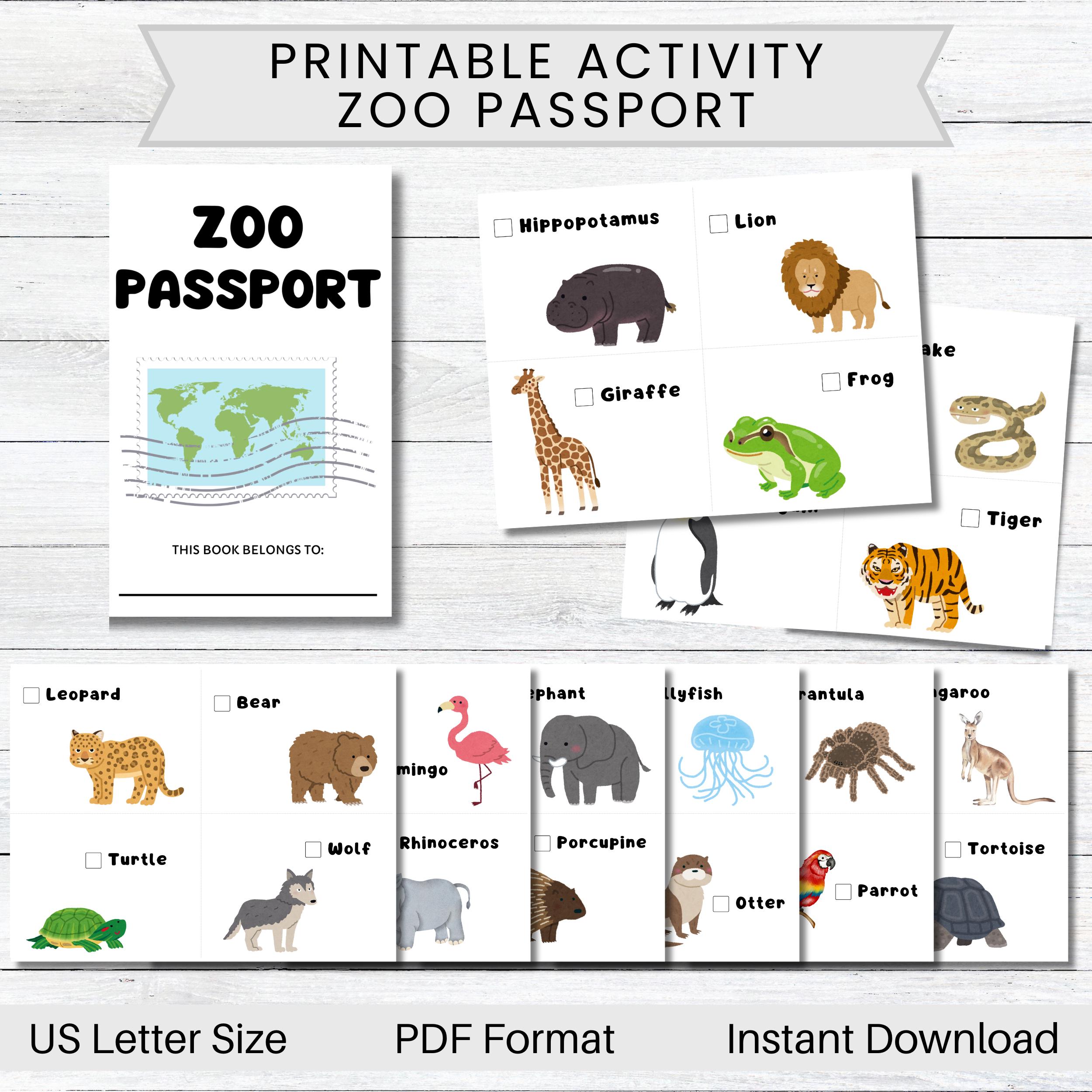 PRINTABLE Zoo Passport Scavenger Hunt, Animal Worksheet, Summer Games ...