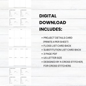 PRINTABLE Cross Stitch Project Cards, WIP Tracker, Craft Organizer, Stitch-a-long Tracker, Cross ...