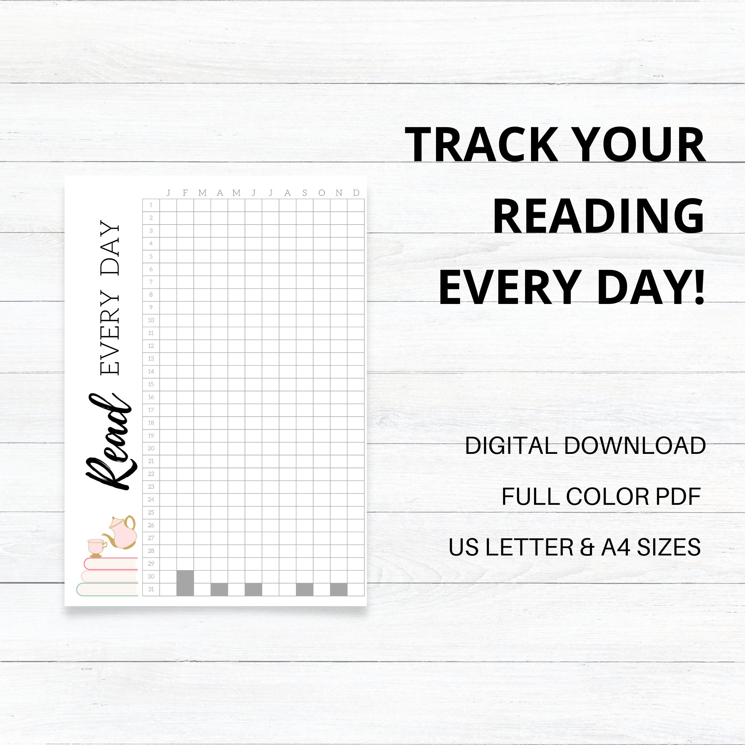 PRINTABLE Reading Yearly Habit Tracker, Book Planner, Booktube, Reading ...