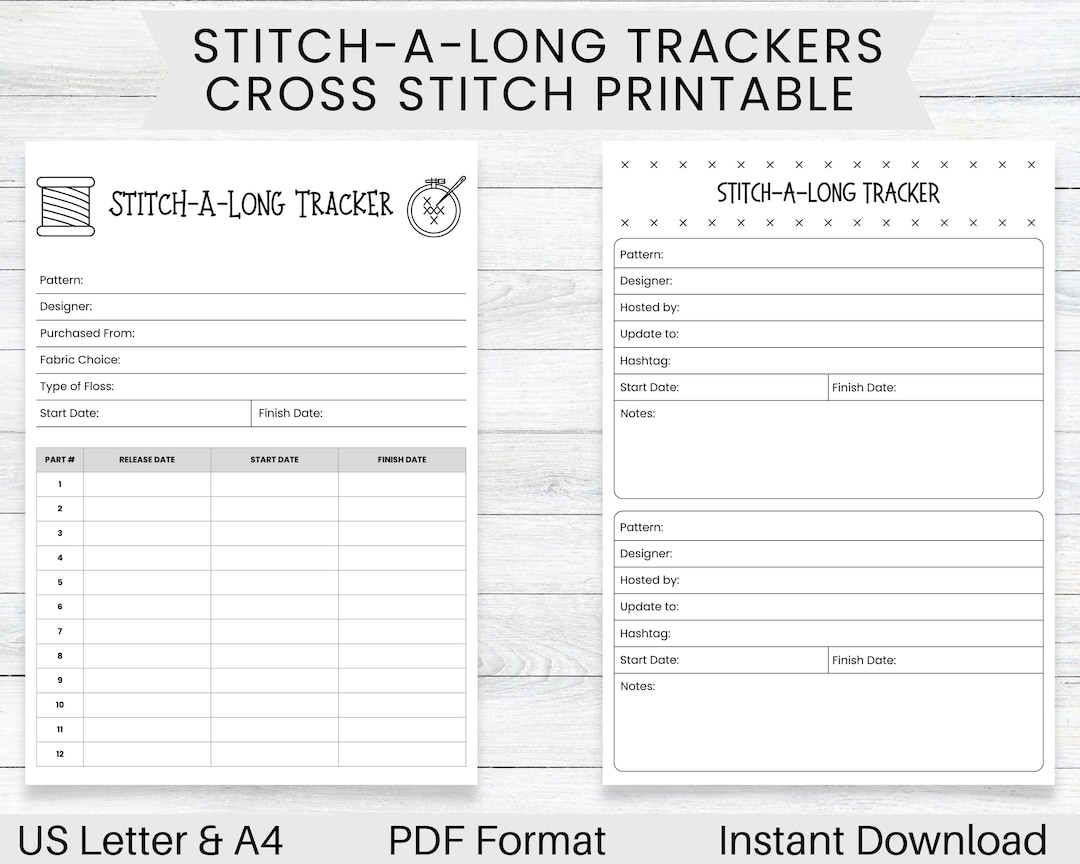 PRINTABLE Cross Stitch Stitch-a-long Tracker, WIP Planner, Stitching ...