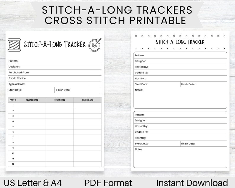 PRINTABLE Cross Stitch Stitch-a-long Tracker, WIP Planner, Stitching ...