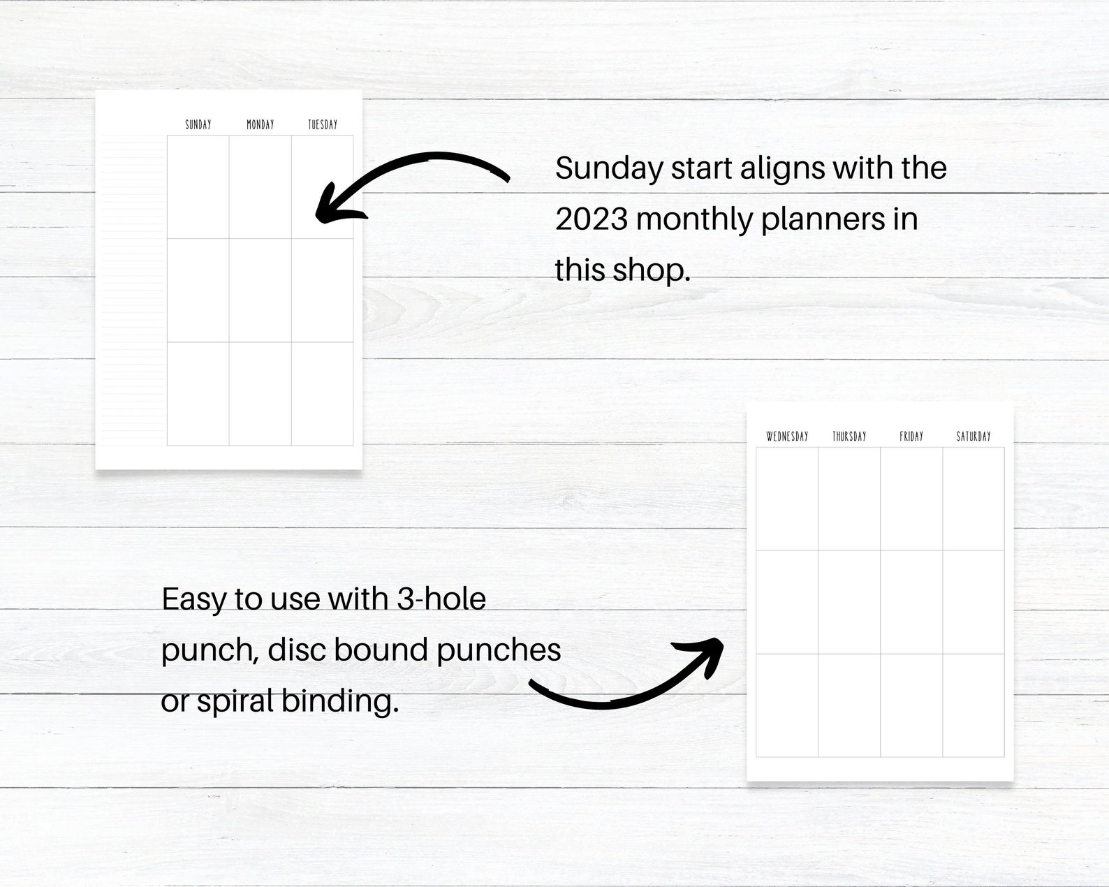 PRINTABLE Planner Vertical Weekly Layout, Monday Start, Sunday Start ...