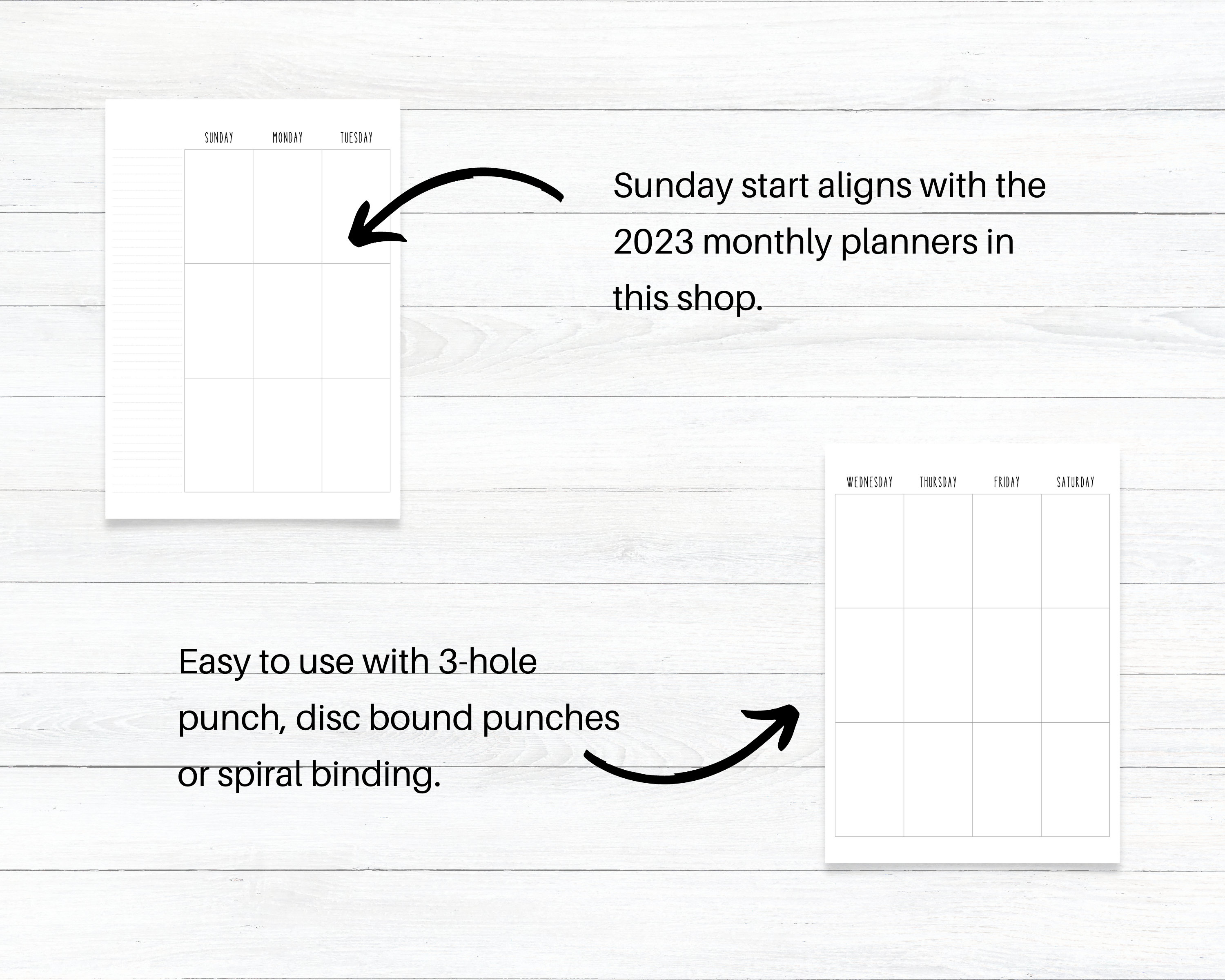 PRINTABLE Planner Vertical Weekly Layout, Monday Start, Sunday Start ...
