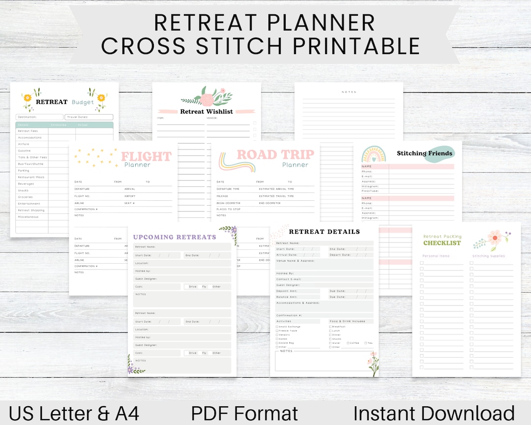 PRINTABLE Cross Stitch Retreat Planner, Travel Planner, Stitching ...
