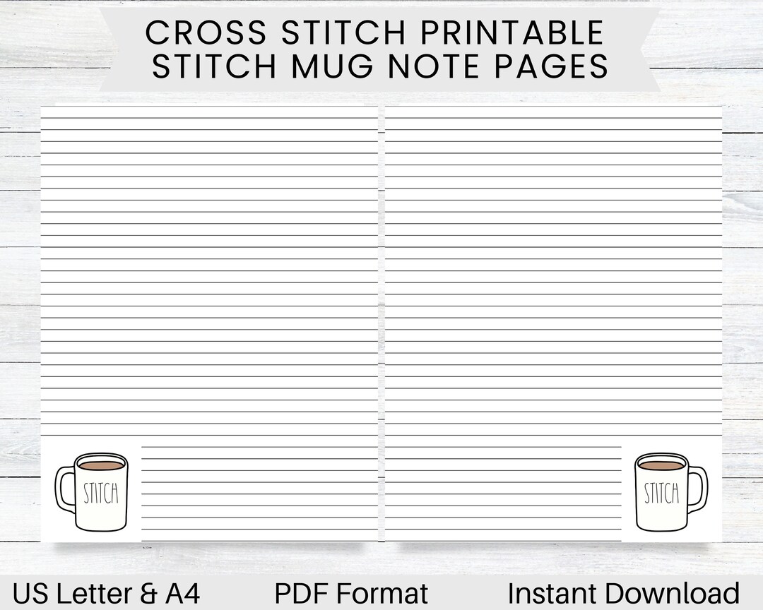 PRINTABLE Stitch Mug Notes Pages for Cross Stitch Planner, Journal for ...