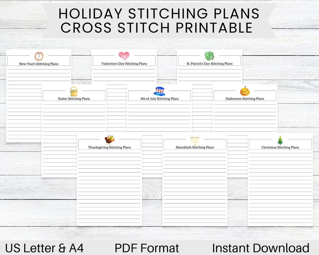 PRINTABLE Holiday Stitching Plans, Cross Stitch Planner, Journal for ...