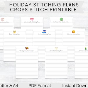 PRINTABLE Holiday Stitching Plans, Cross Stitch Planner, Journal for ...