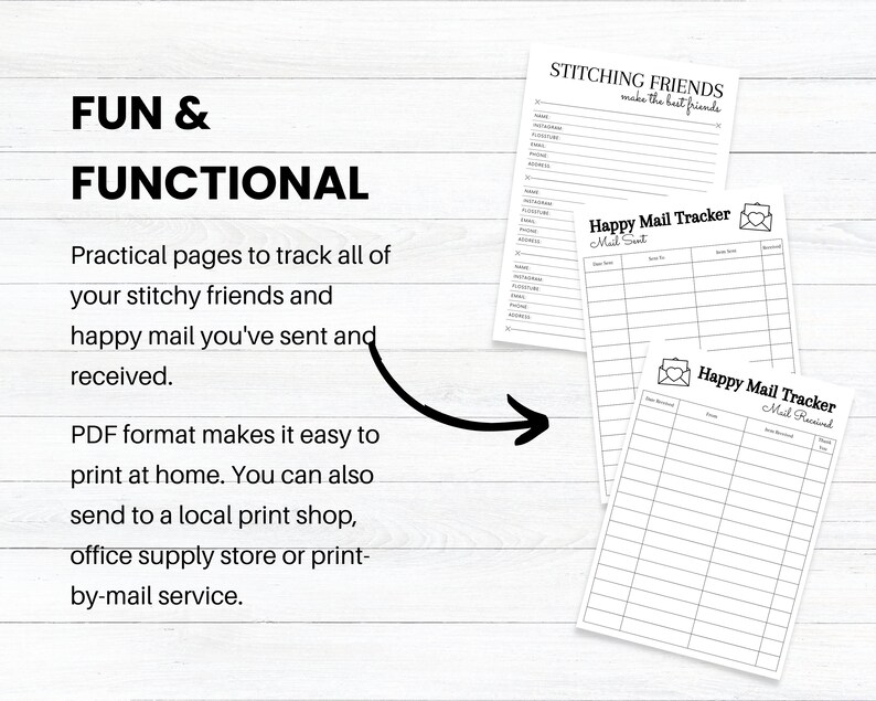 PRINTABLE Cross Stitch Friends Bundle, Happy Mail Tracker, Contacts ...