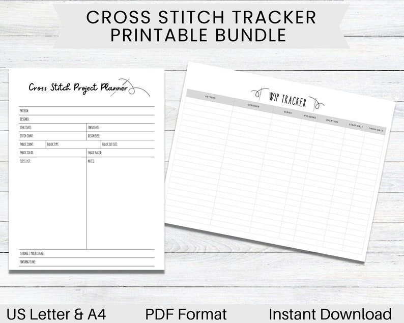 PRINTABLE Cross Stitch Project Planner, WIP Tracker, Craft Organizer - Etsy