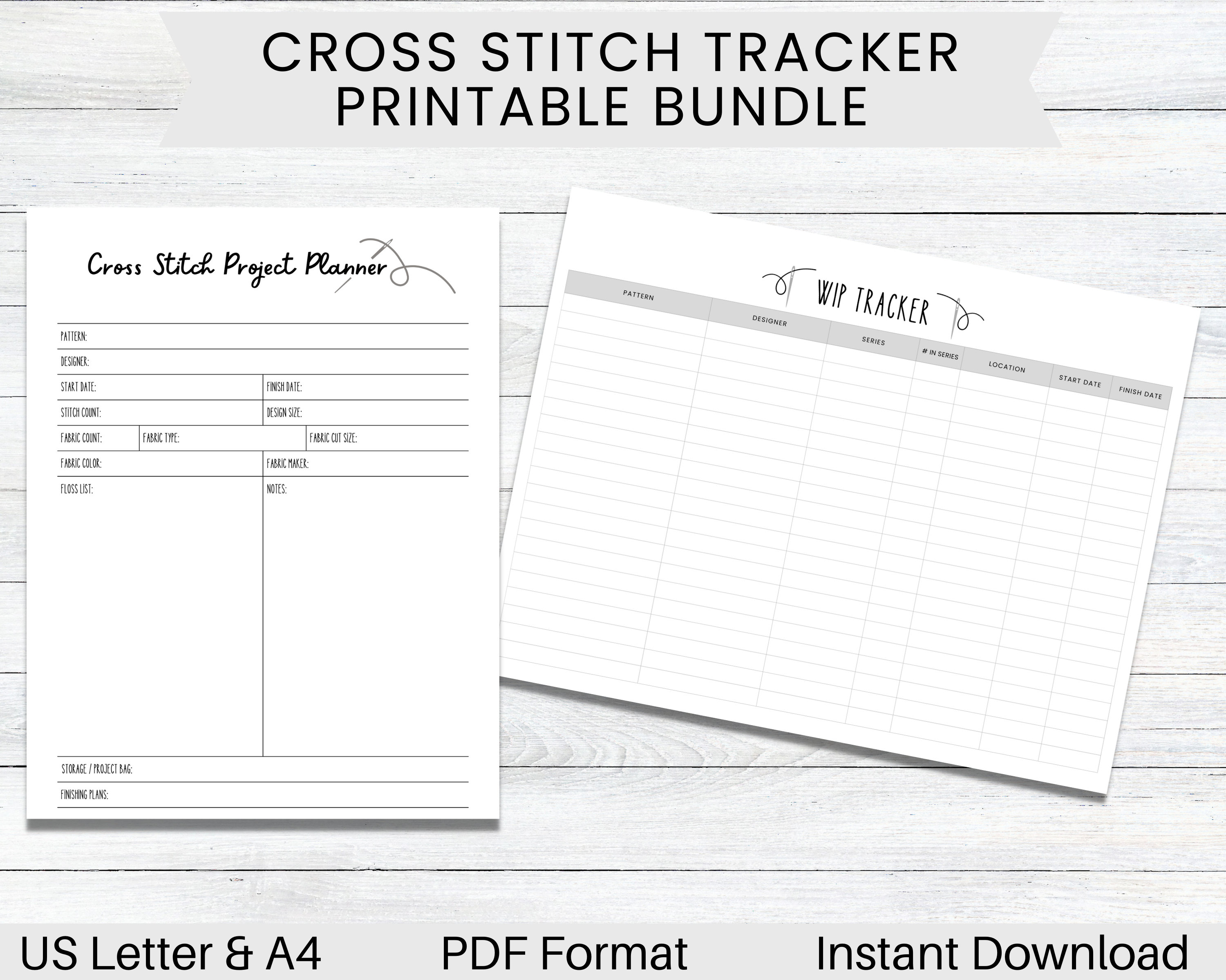 PRINTABLE Cross Stitch Project Planner, WIP Tracker, Craft Organizer - Etsy